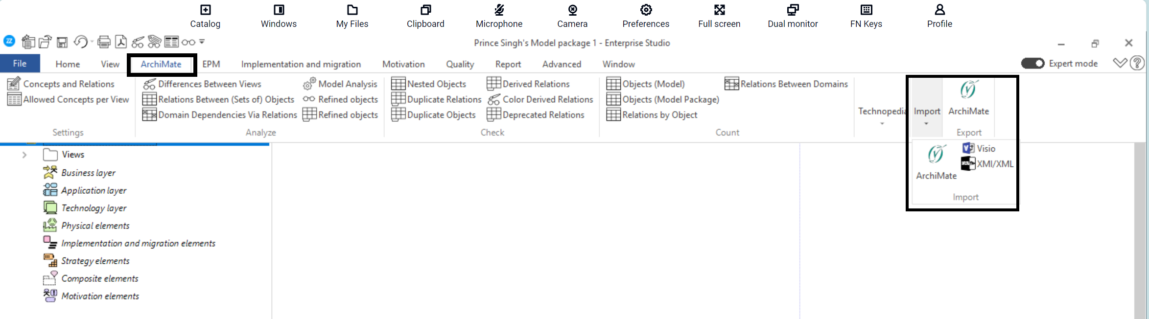 2.3. Import Archi model in Bizzdesign - Nbility Model
